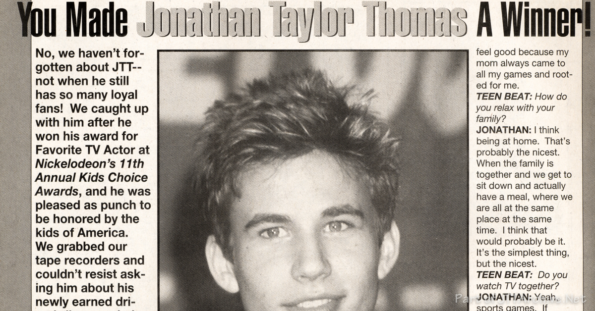 You Made Jonathan Taylor Thomas A Winner! - JTTArchive.Net